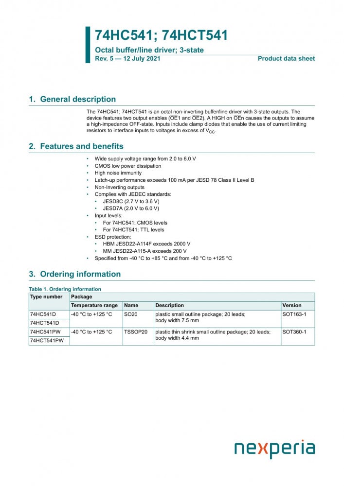 74HC541PW,118 datasheet page 1