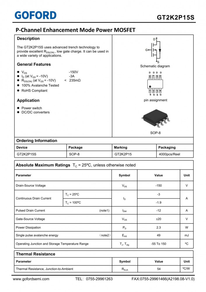 GT2K2P15S datasheet page 1