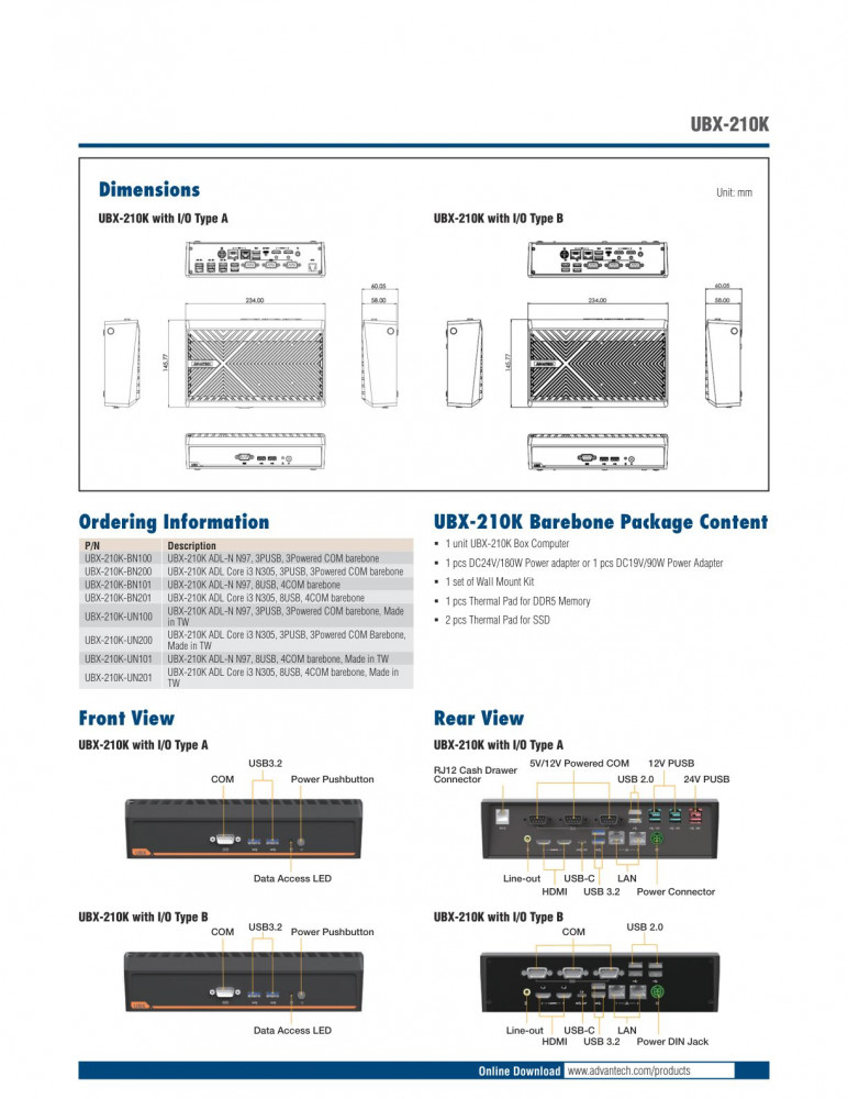 UBX-210K product document page 2