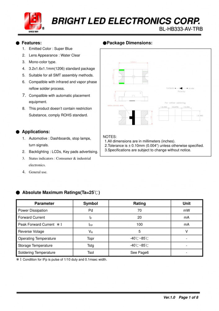 BL-HB333-AV-TRB datasheet page 1