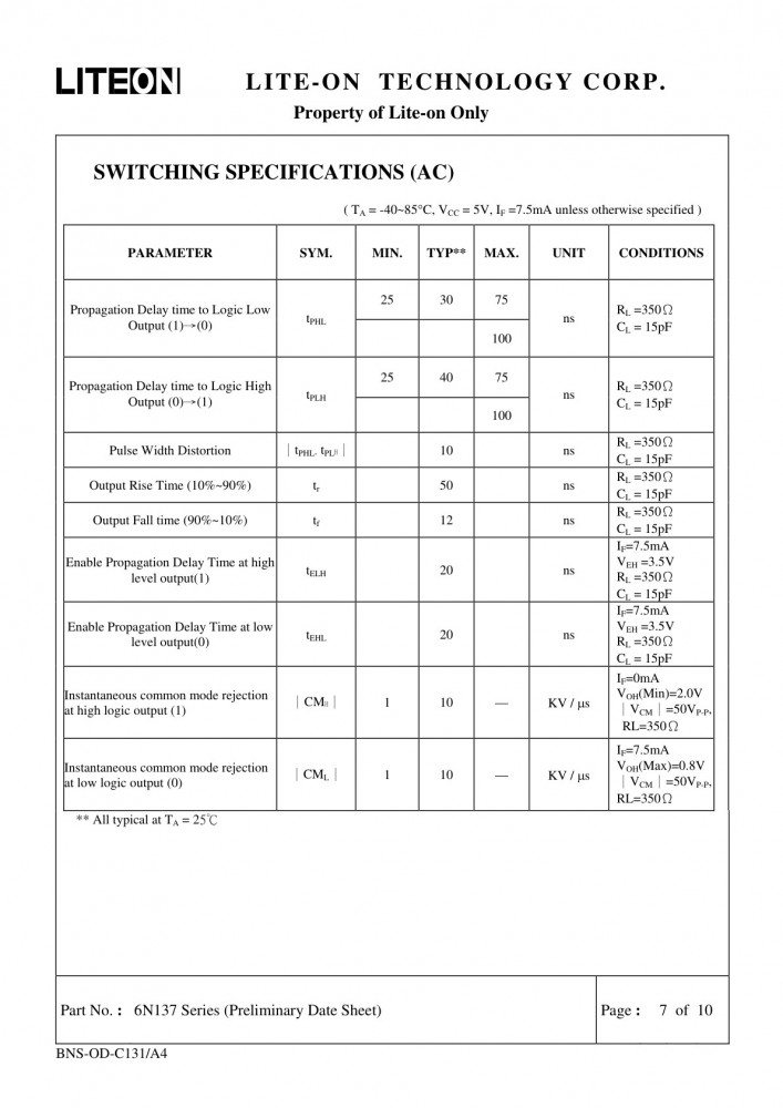 6N137 series datasheet page 7