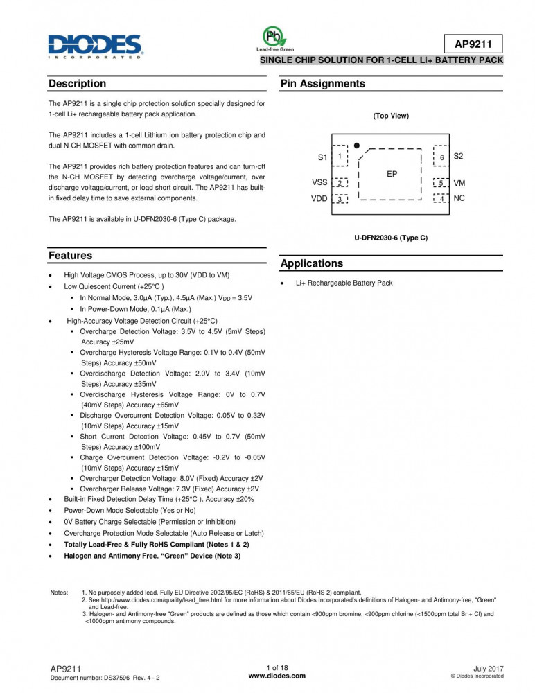 AP9211 technical document page 1