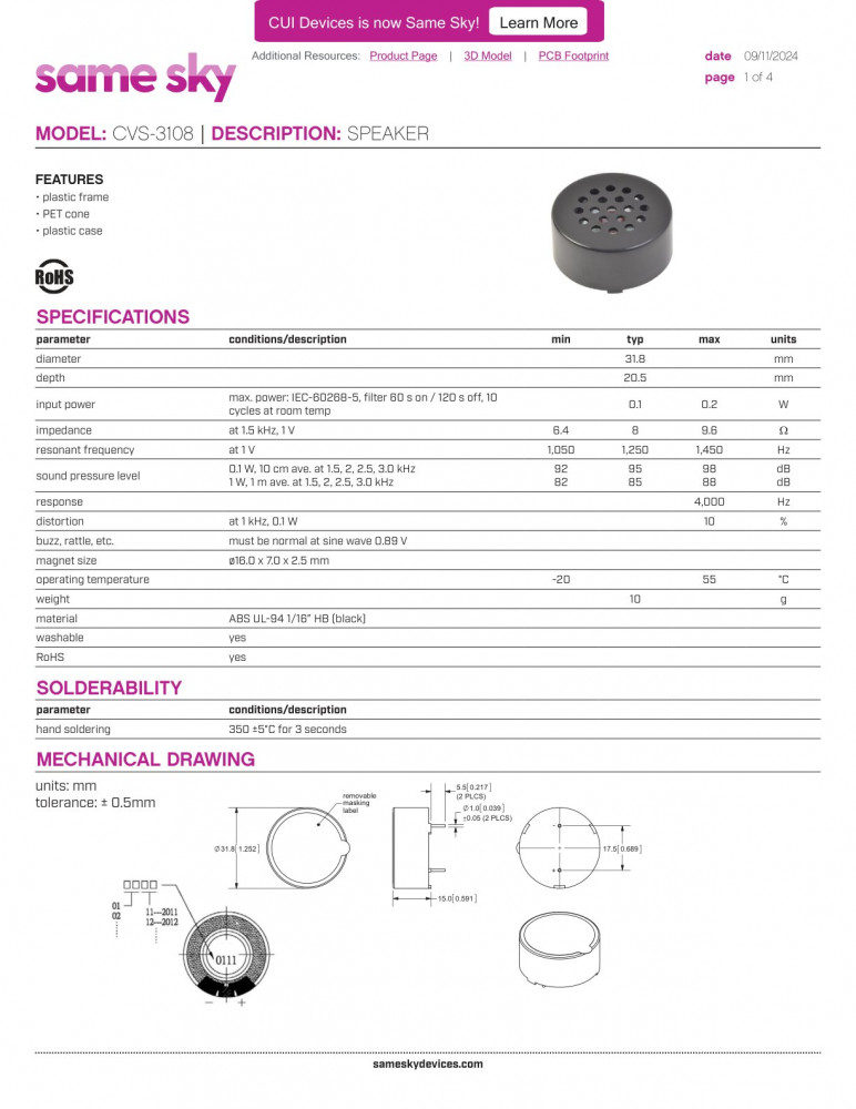CVS-3108 technical document page 1