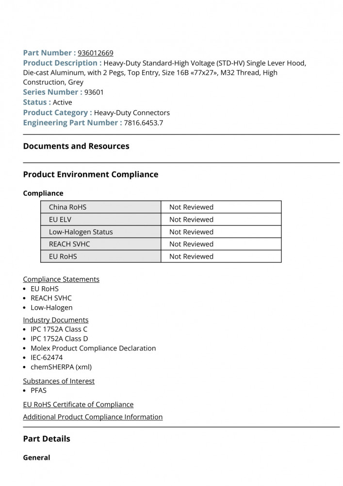 Technical document image 1 for MOLEX 936012669