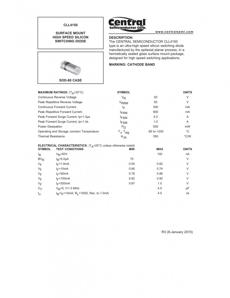 CLL4150 TR PBFREE datasheet page 1
