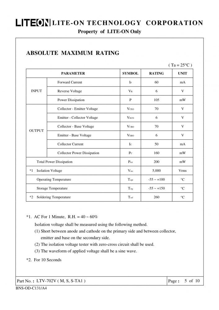 LTV-702V datasheet page 5