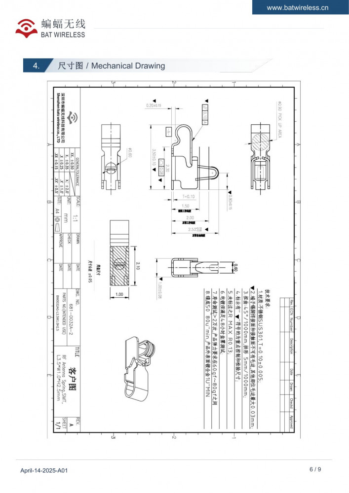BW0032AG-L3.5W1.0H2.5 datasheet page 6