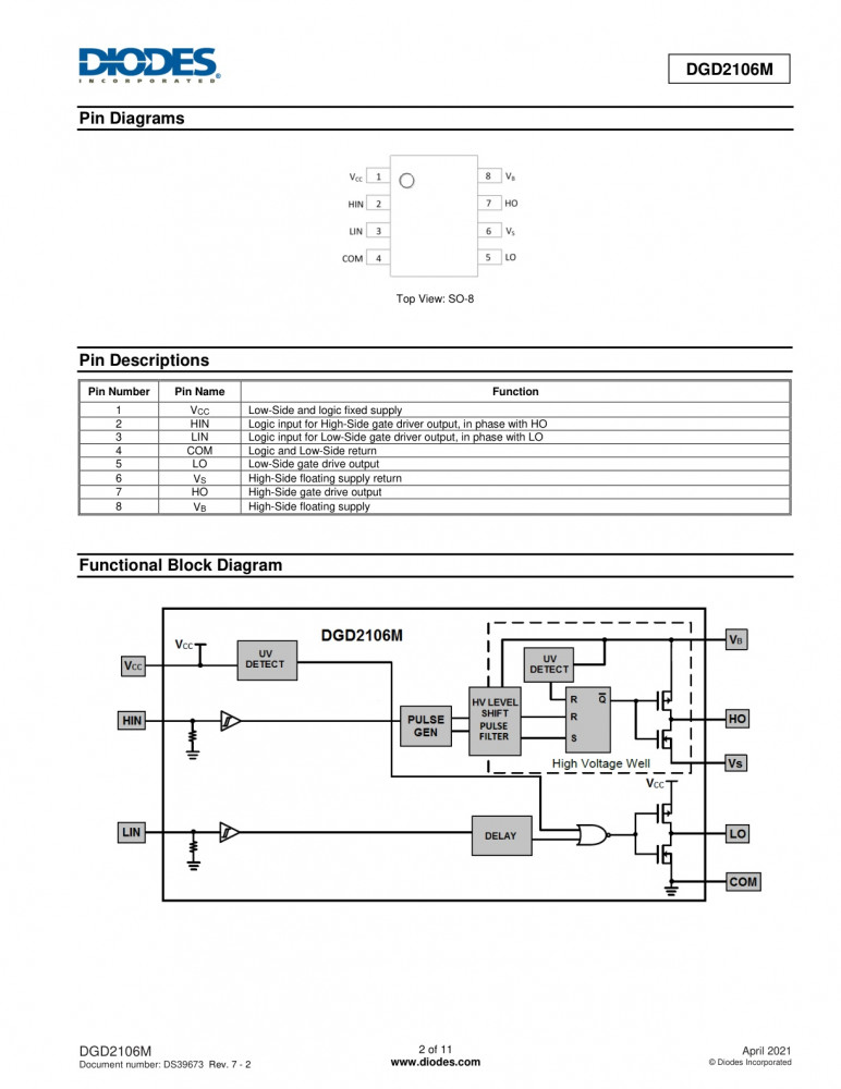 DGD2106MS8-13 datasheet page 2