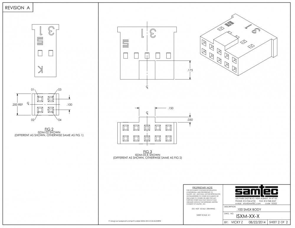 Samtec ISDM-08-K technical drawing page 2