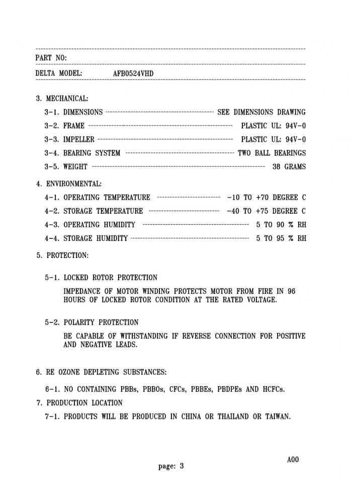 AFB0524VHD specification page 4