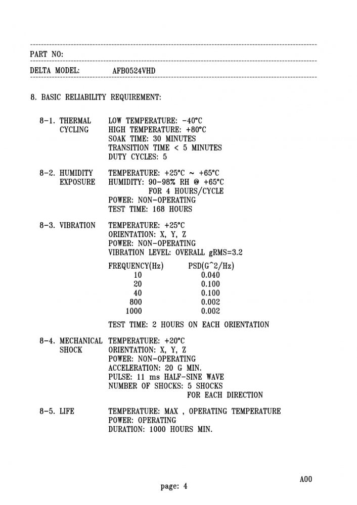 AFB0524VHD specification page 5