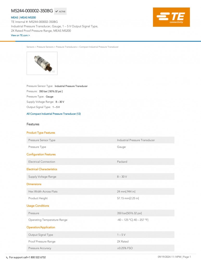 M5244-000002-350BG technical document page 1