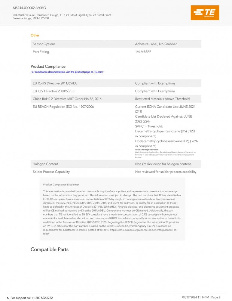 M5244-000002-350BG technical document page 2