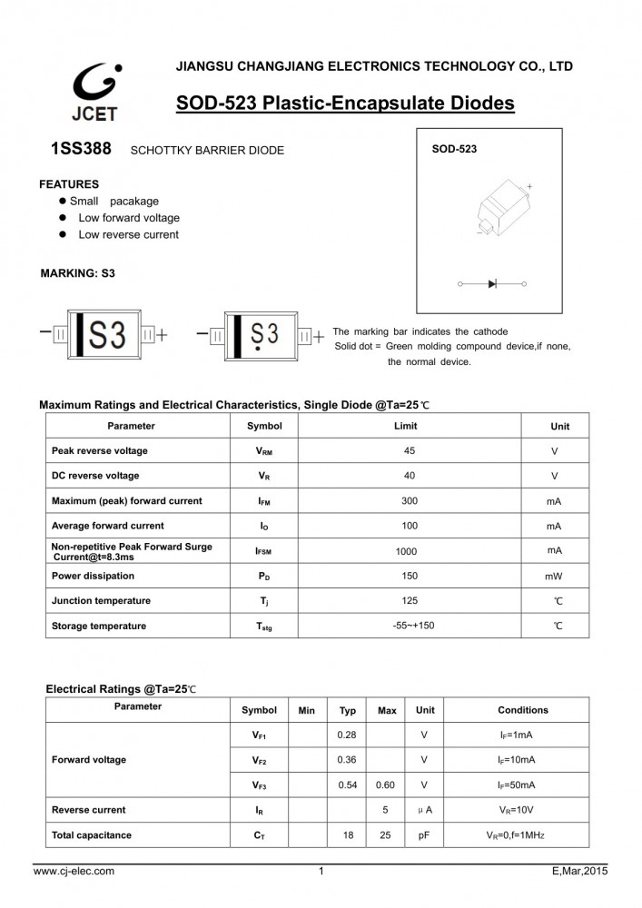 1SS388 datasheet page 1