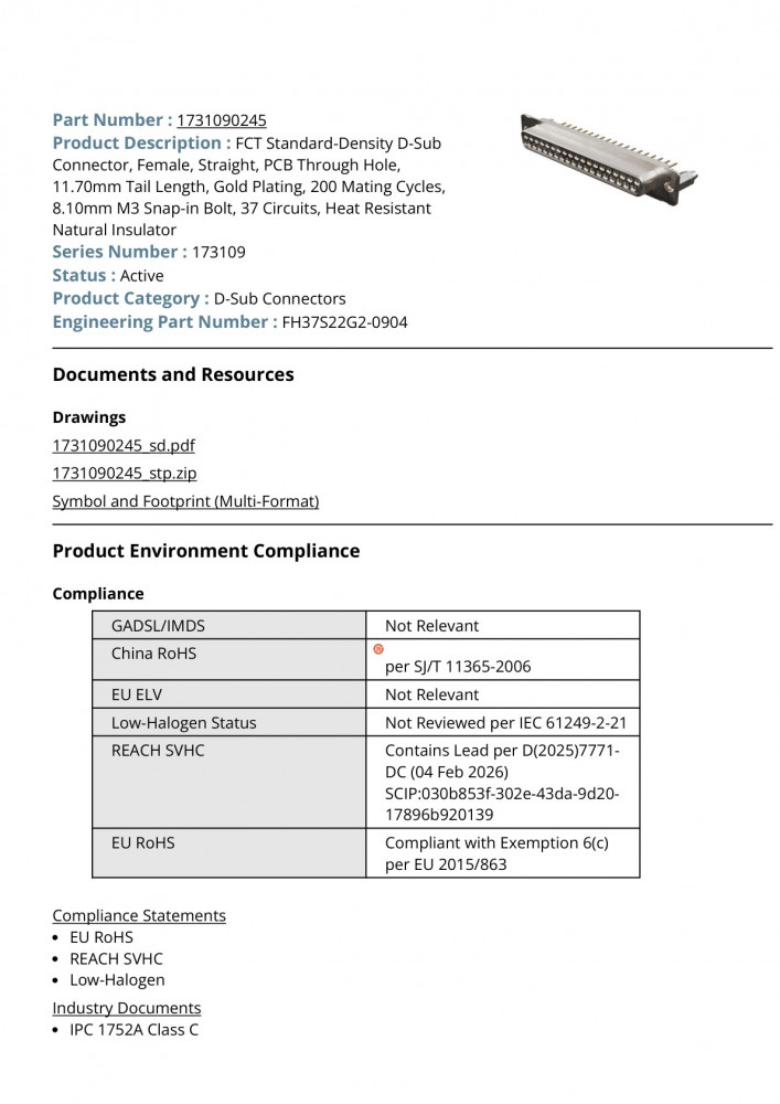 MOLEX 1731090245 technical drawing preview, page 1