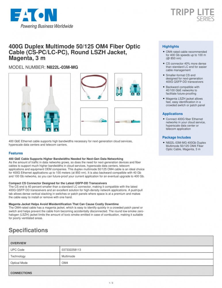 N822L-03M-MG technical document page 1