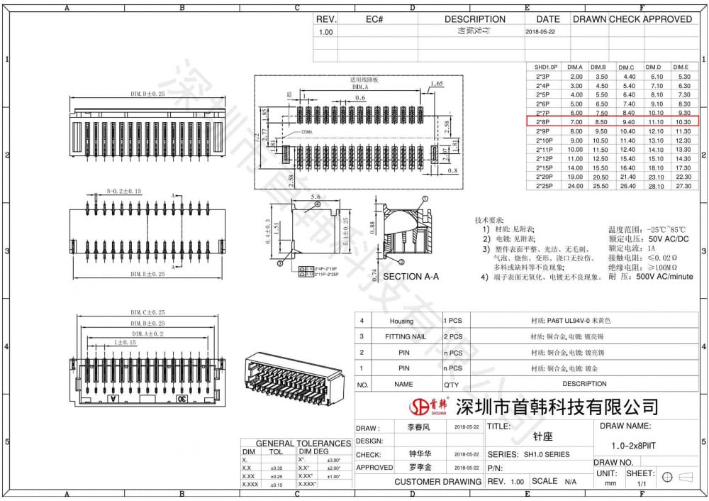 1.0-2x8PWT technical document page 1