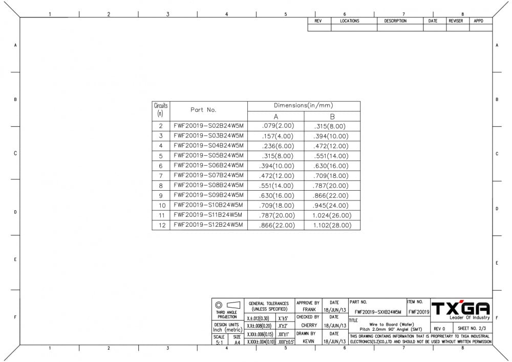 TXGA FWF20019-S08B24W5M technical document page 2
