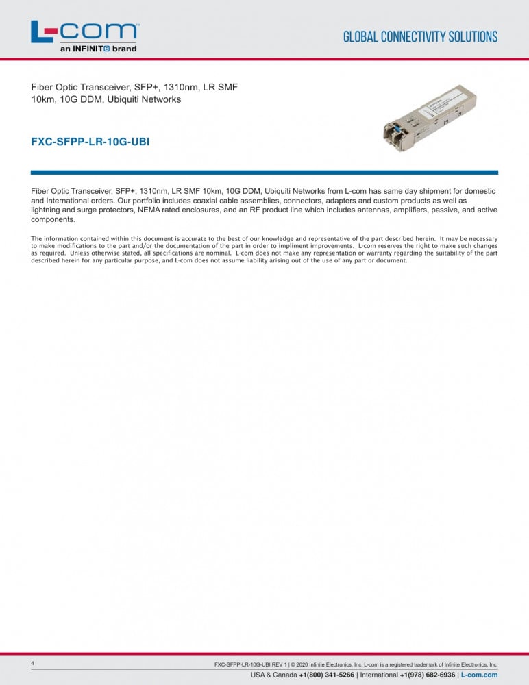 FXC-SFPP-LR-10G-UBI datasheet page 4