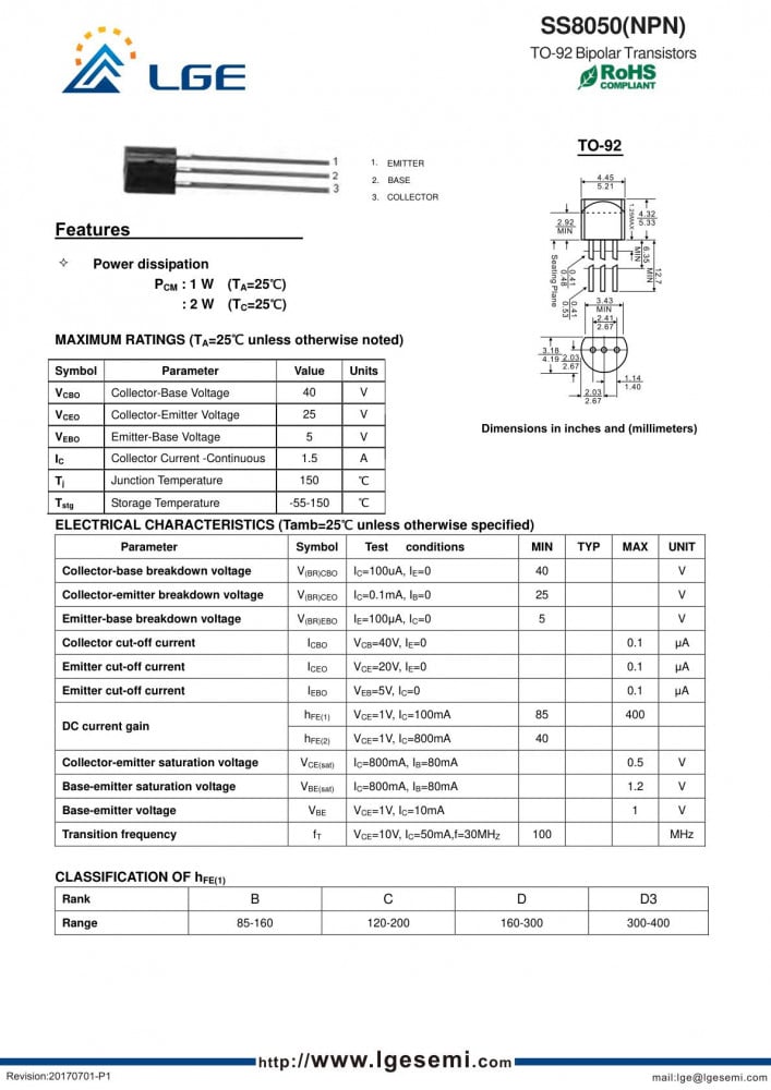 LGE SS8050 datasheet page 1
