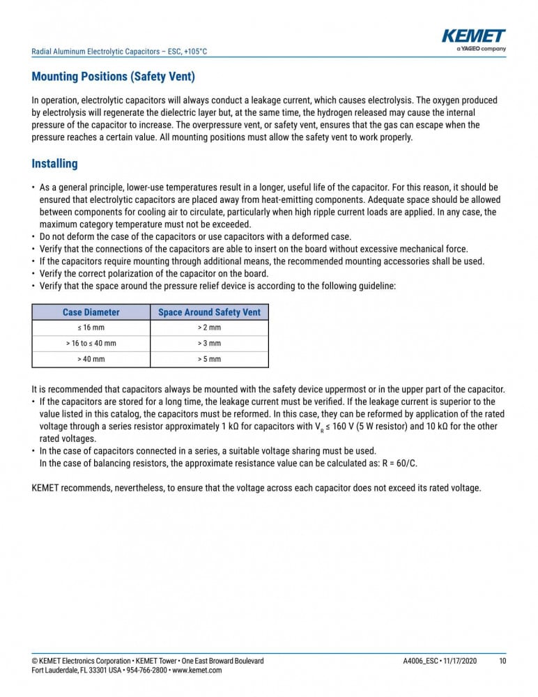 KEMET ESC datasheet page 10