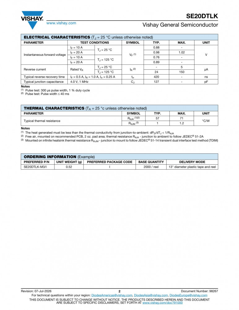 SE20DTLK-M3/I datasheet page 2
