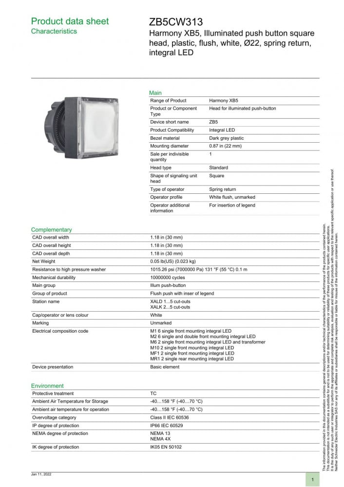 ZB5CW313 technical document page 1