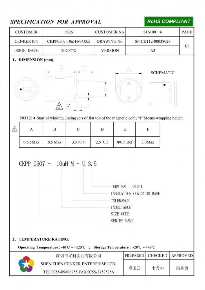 CKPP0507-10uH/M-U3.5 specification page 3