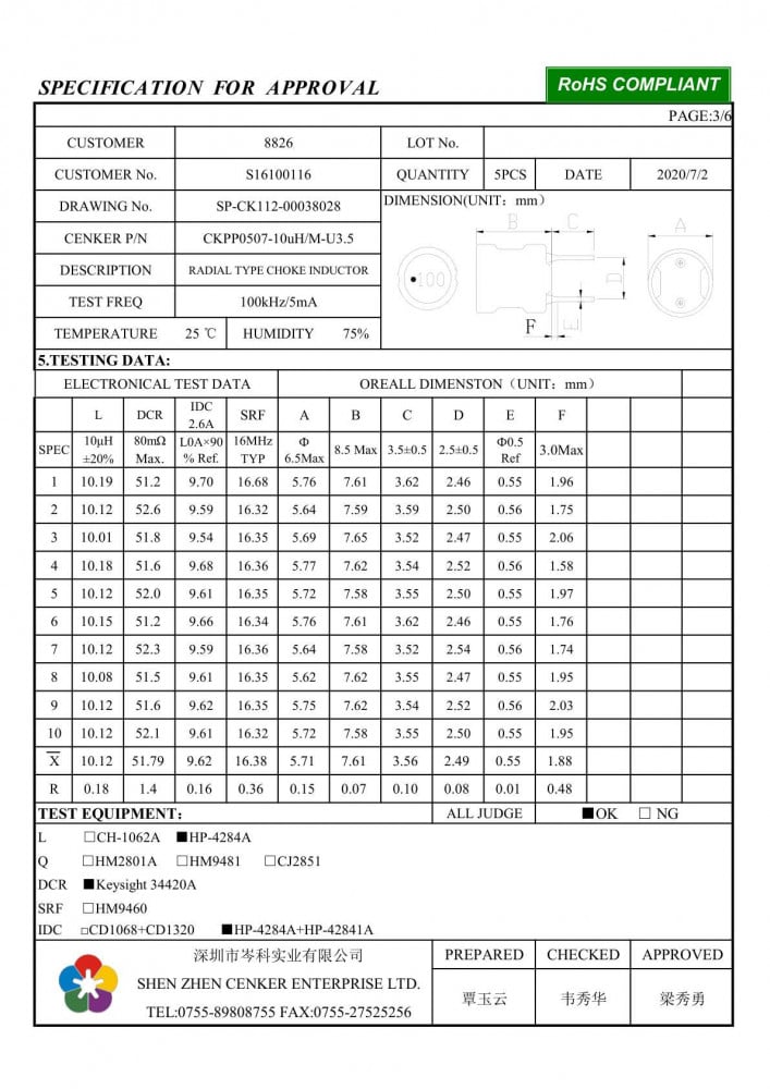 CKPP0507-10uH/M-U3.5 specification page 5