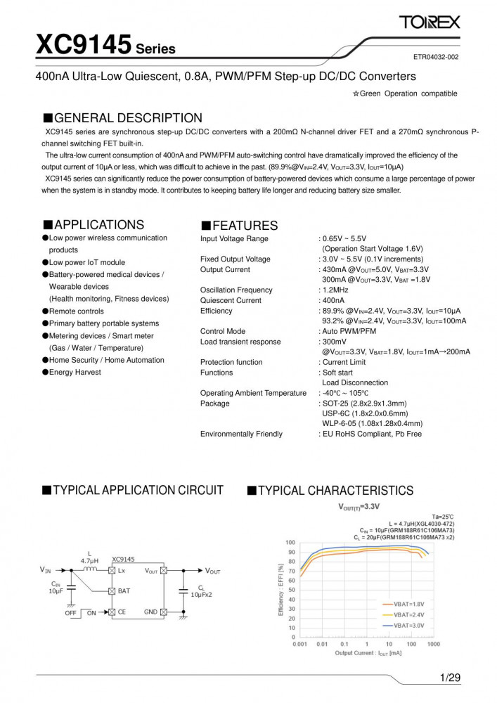 XC9145 datasheet page 1