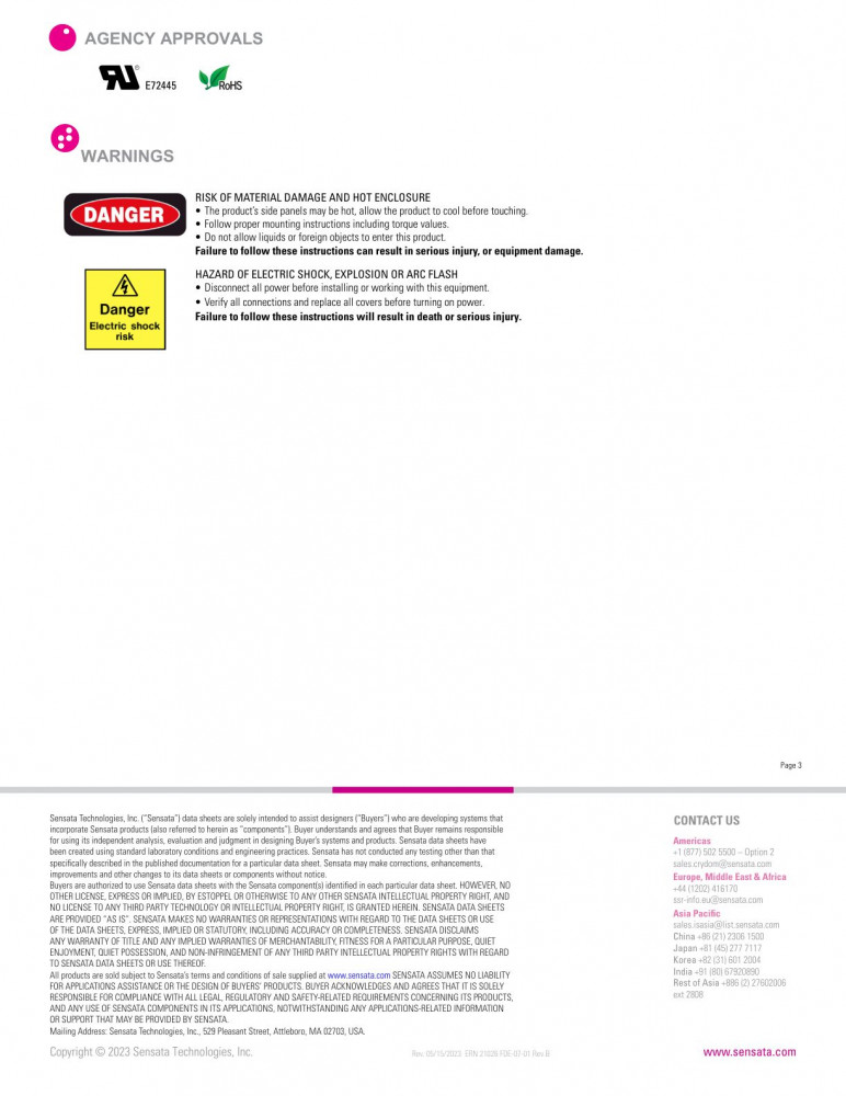 Sensata M50 datasheet page 3