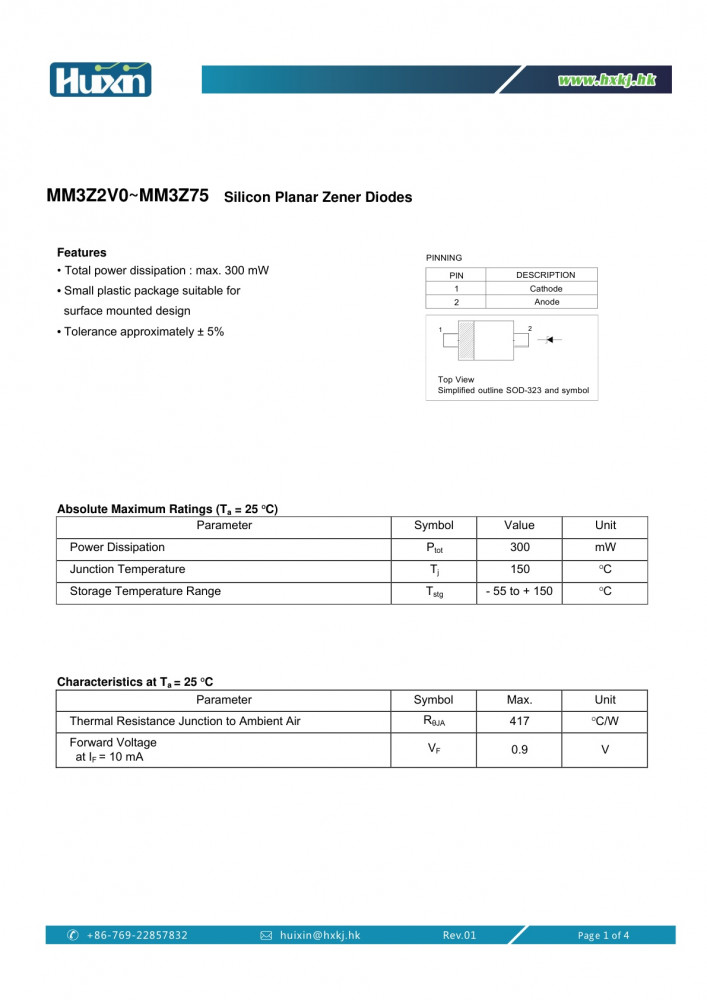 MM3Z43 datasheet page 1