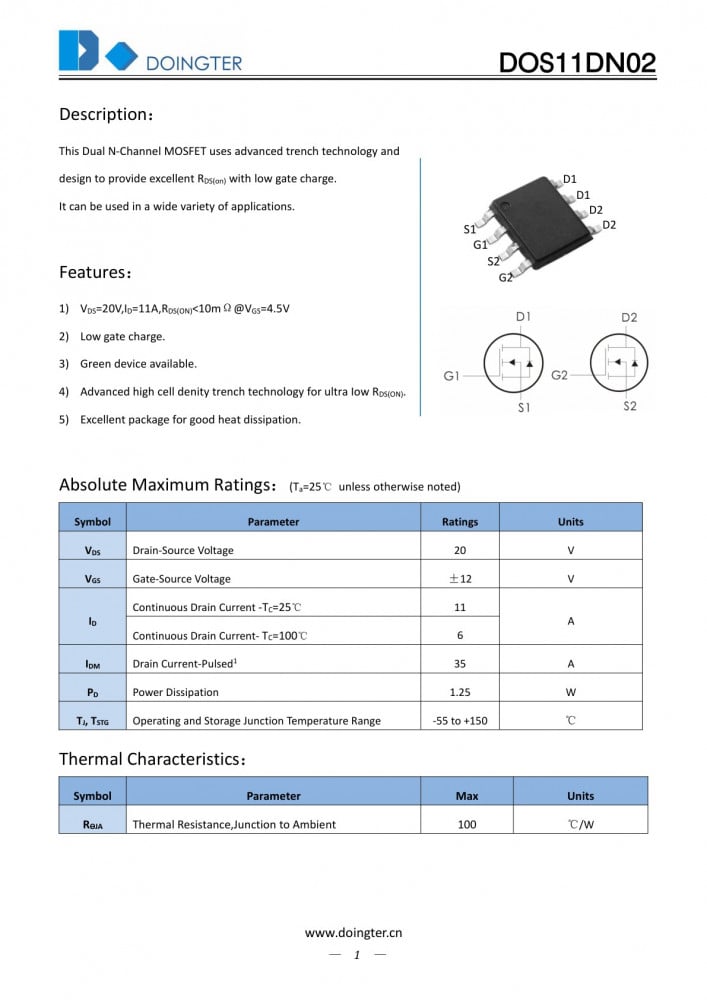 DOS11DN02 datasheet page 1