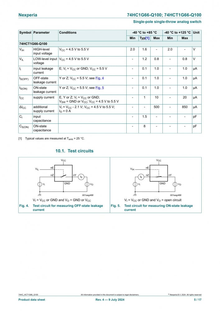 74HCT1G66GW-Q100 datasheet page 5