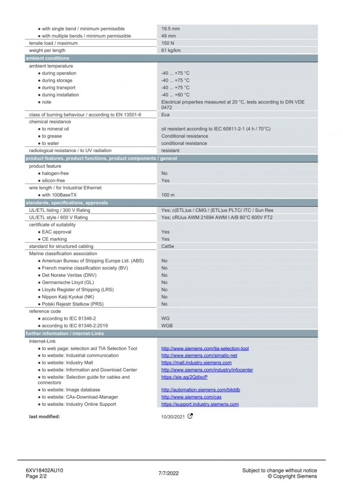 6XV18402AU10 technical document page 2