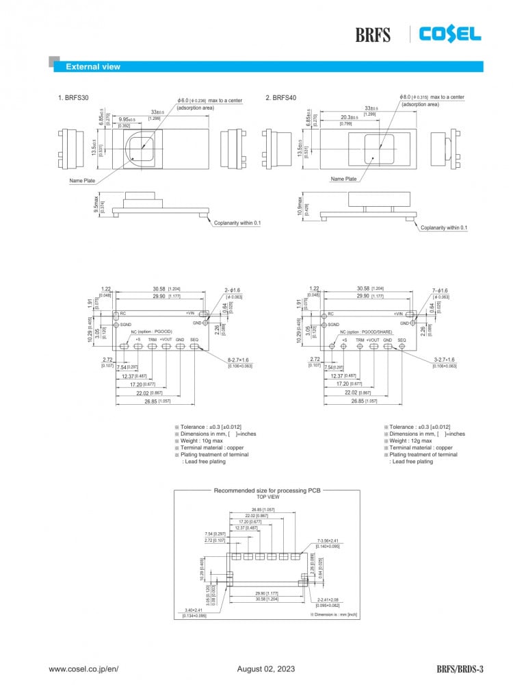 Cosel BRFS series datasheet page 3