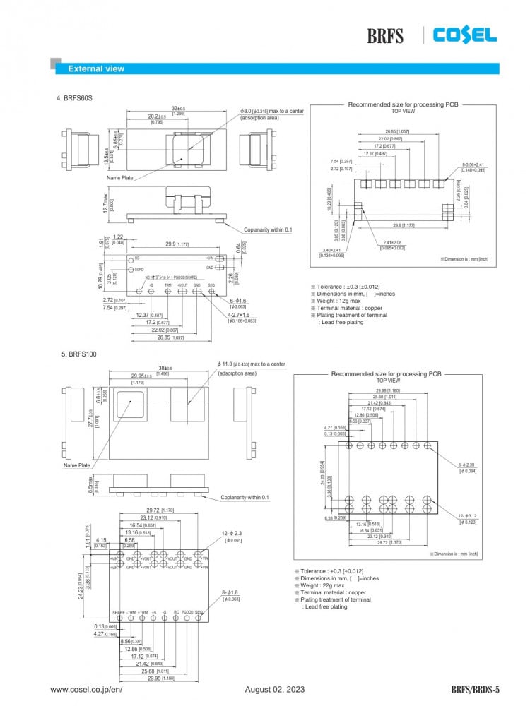 Cosel BRFS series datasheet page 5