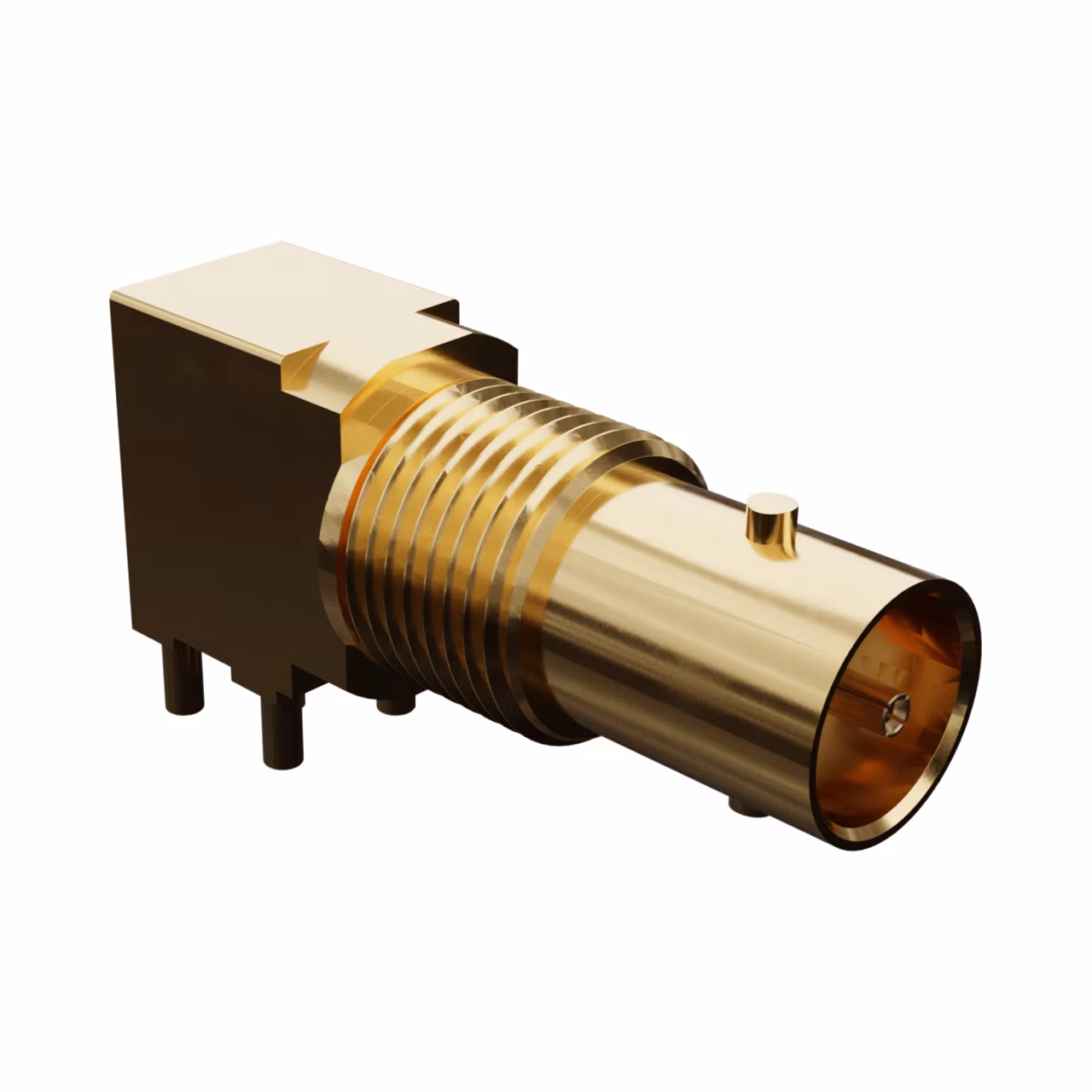 Mini-BNC Jack, Right-Angle, Bulkhead Receptacle, PCB, Through Hole, Die Cast Body, Gold (Au) Plated, PCB, 75 Ohms for sale