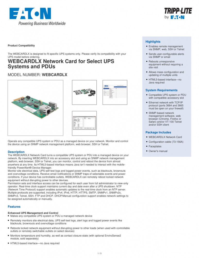 WEBCARDLX product documentation image 1