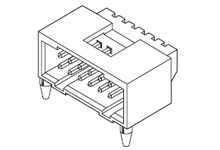 C-Grid PCB Receptacle, 2.54mm Pitch, Through Hole, Dual Row, Right-Angle, Shrouded, High-Temperature, 16 Circuits, Tin (Sn) Plating, with Pegs for sale