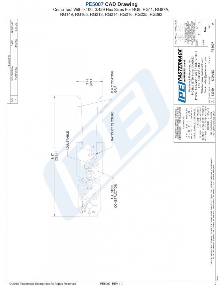 PASTERNACK PE5007 technical data sheet page 2