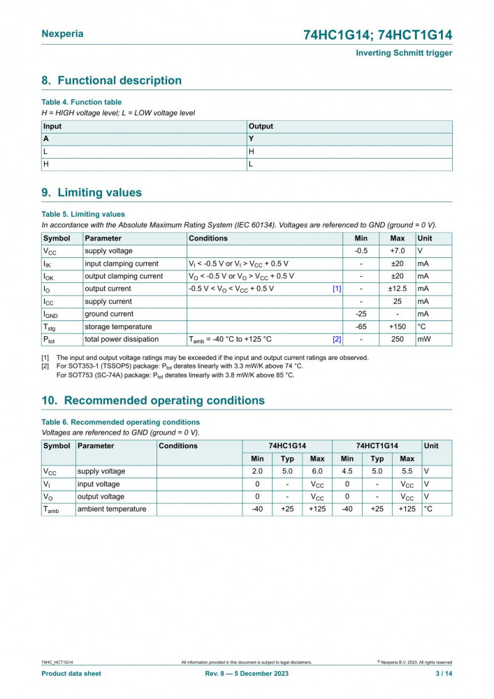 74HC1G14GW datasheet page 3