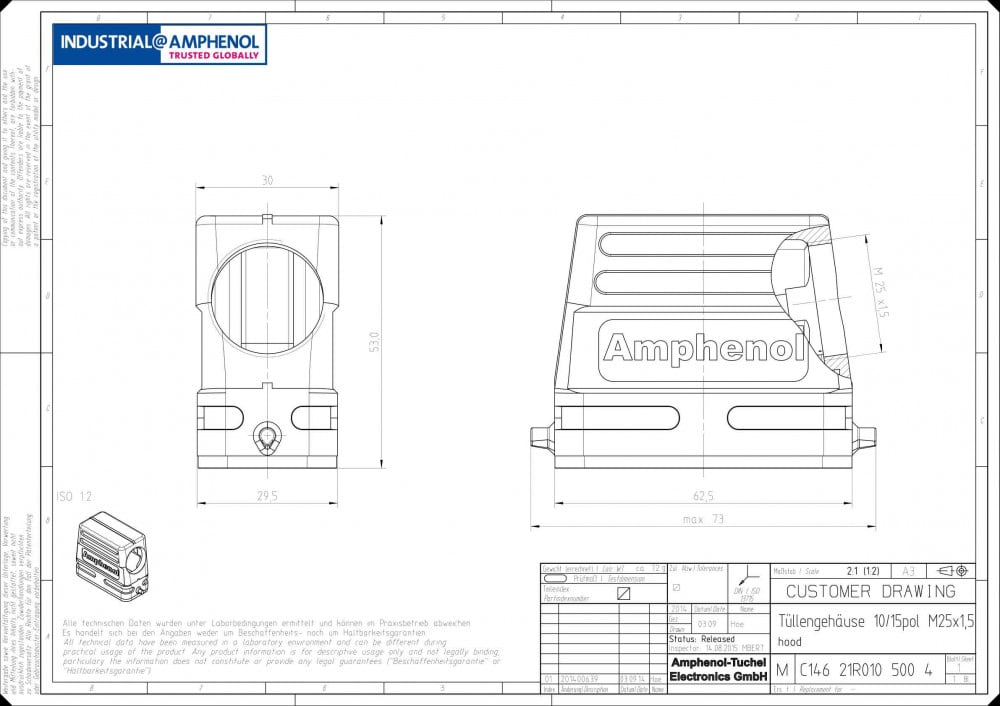 Amphenol C14621R0105004 customer drawing