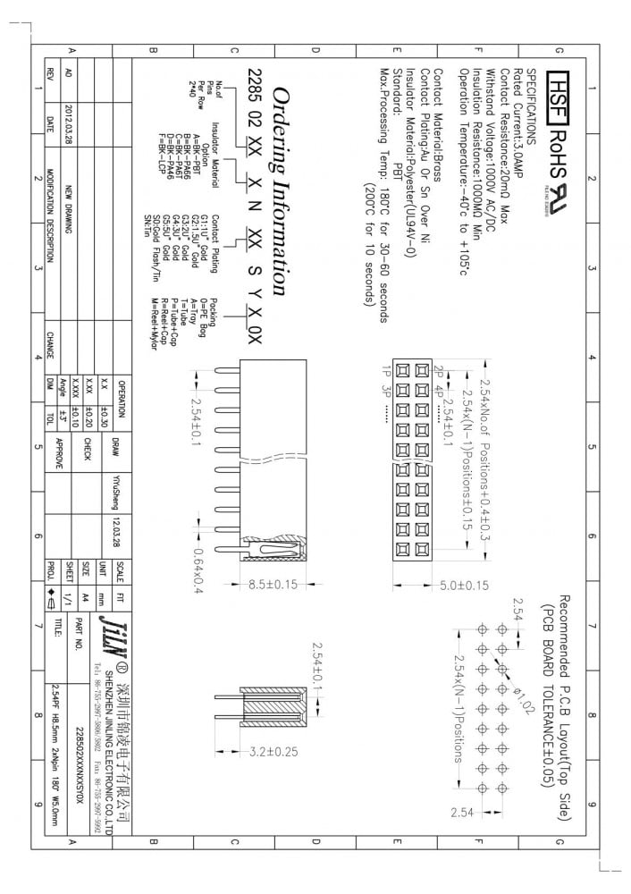 JILN 22850220ANG1SYA02 technical drawing