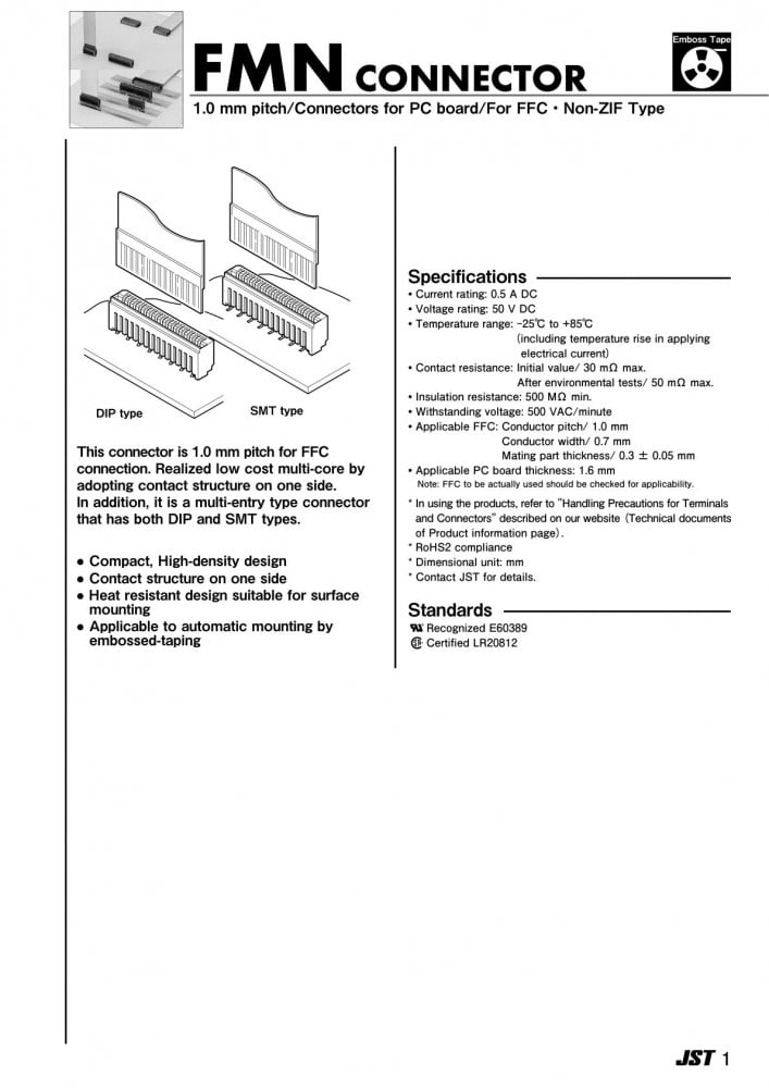 JST FMN connector documentation page 1