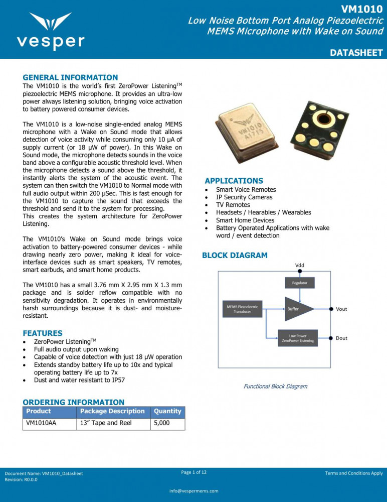 VM1010 datasheet page 1