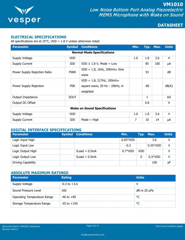 VM1010 datasheet page 4