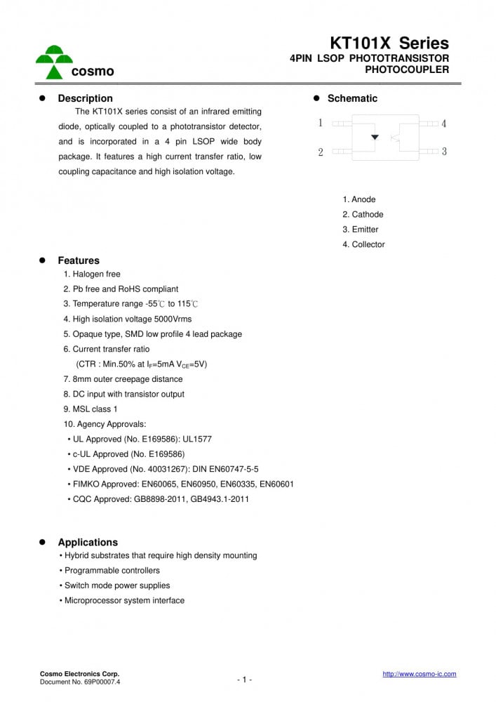 KT1018TLD datasheet page 1