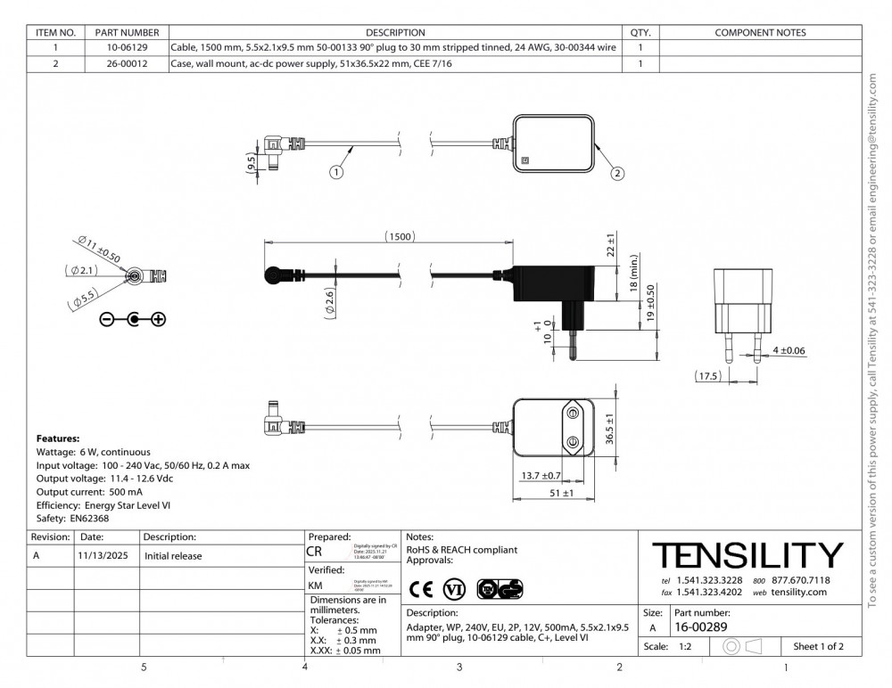 Tensility 16-00289 product documentation, page 1