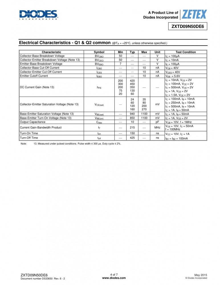 ZXTD09N50DE6TA datasheet page 4